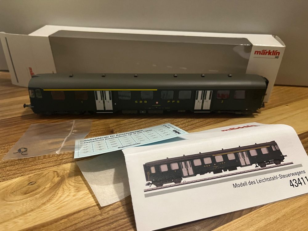 Märklin 43411, SBB, Leichtstahl-Steuerwagen, 1/2. Klasse (Neu und ...