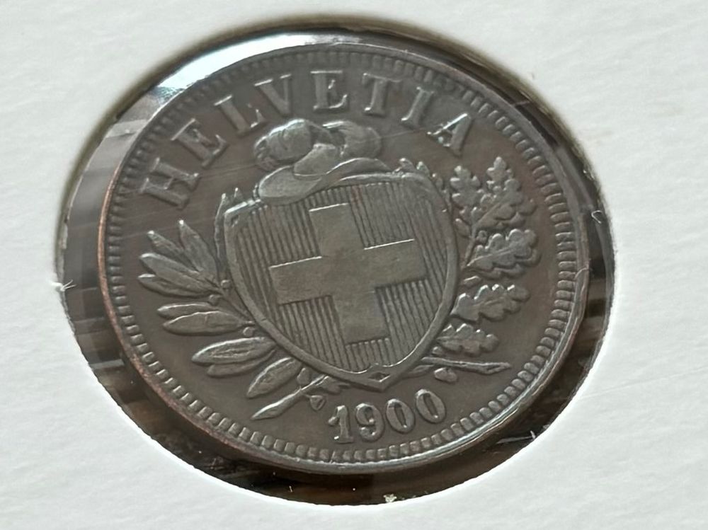 Schweiz 2 Rappen 1900 vzgl > Schild mit Freiheitshut