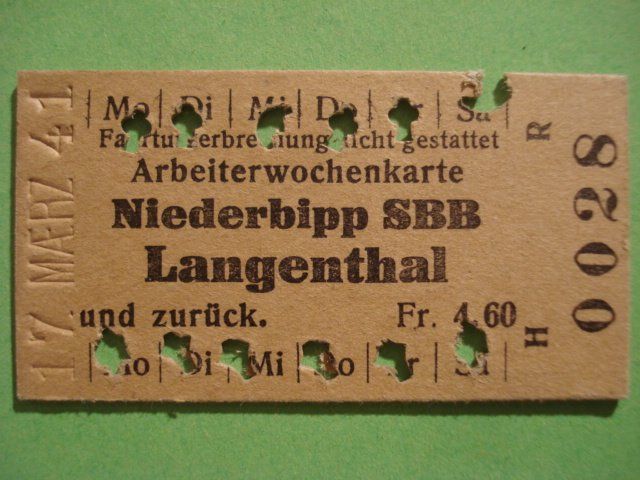 BIPPERLISI - NIEDERBIPP SBB - LANGENTHAL - 17.März 1941 | Kaufen auf Ricardo