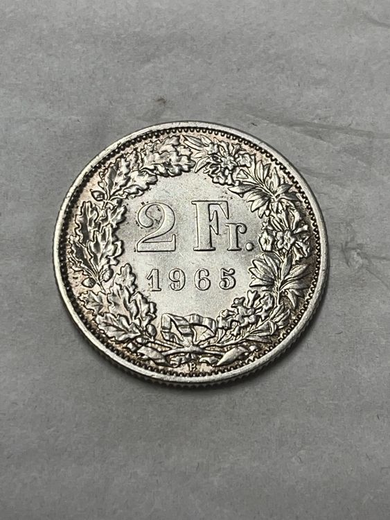 Silbermünze 2 Franken Helvetia 1965 Schweiz Swiss Münze (Gebraucht) in Wängi für CHF 4 – mit ...