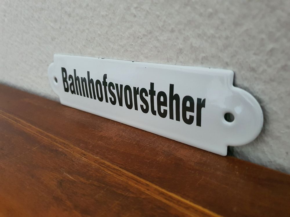Emailschild Bahnhofsvorsteher Zug Bahn Tram Emaille Schild | Kaufen auf Ricardo
