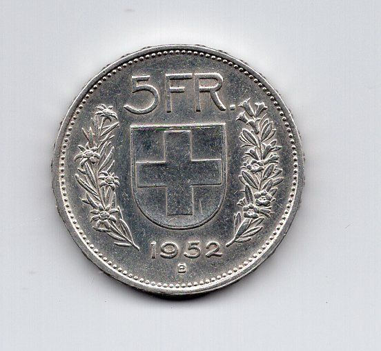 (606) CH, 5 Franken 1952, Tell, vz+ (Gebraucht) in Rüthi (Rheintal) für ...