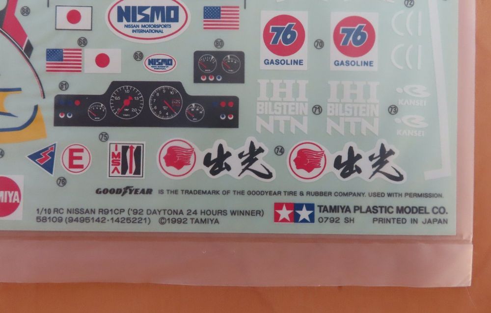 Tamiya RC Decal 58109 Nissan R91CP 1992 (Neu und originalverpackt) in ...