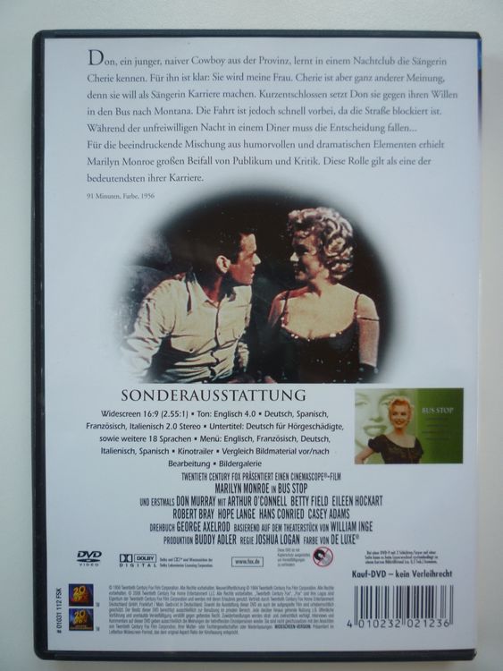 Bus Stop Klassiker 1956 mit Marilyn Monroe, Don Murray (Gebraucht) in Münchenstein für CHF 5 ...