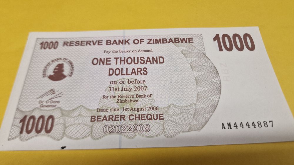 Zimbabwe 1000 Dollar Note, Sammlerstück, Rarität!2007 (Neu und ...