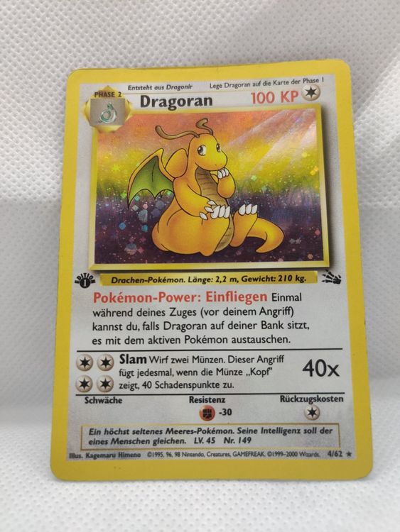 Dragoran 1. Edition Fossil Set Pokemon Karte Holo TCG (Gebraucht) in ...