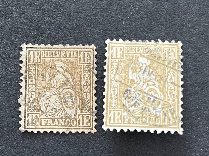 2x Sitzende Helvetia Nr. 36 Oblitérés Cat. 340.- | Kaufen auf Ricardo