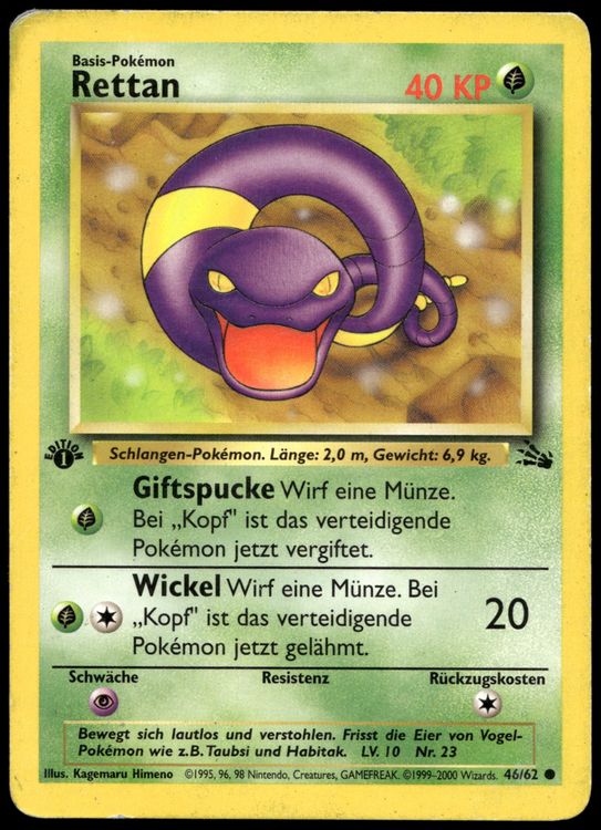 Rettan 46/62 Pokémon Fossil 1.Edition ab 1.- (Neu (gemäss Beschreibung ...