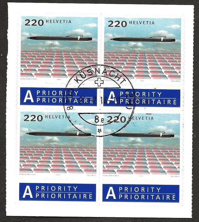 Schweiz Heftchenmarken FM 1166H Viererblock KÜSNACHT 25.7.14 (Neu (gemäss Beschreibung)) in Au ...