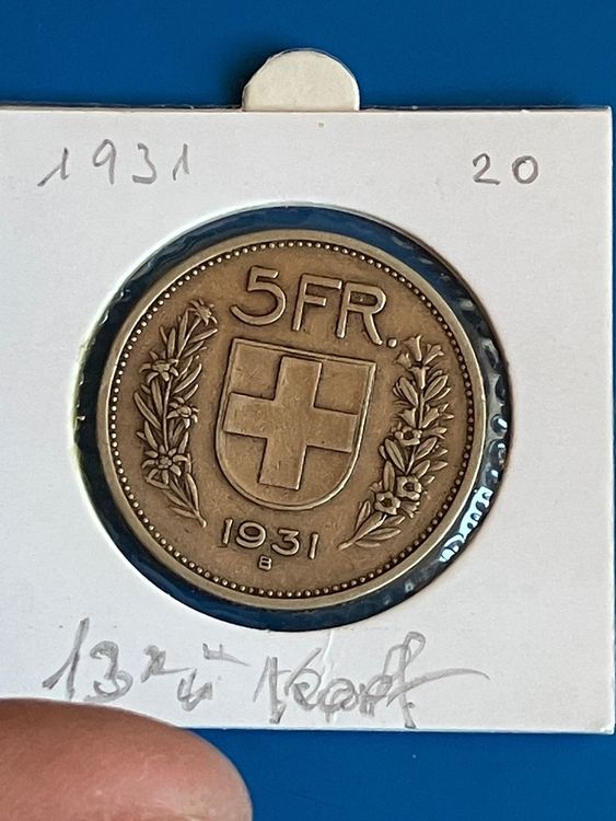 5.-- Franken Silber Abart 10/13 ** ü Kopf (Gebraucht) in untervaz für CHF 26 – mit Lieferung auf ...