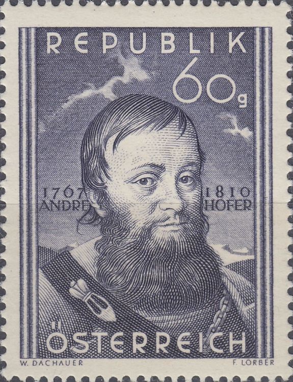 Österreich 949 140.Todestag von Andreas Hofer 1950 ** (Neu (gemäss ...