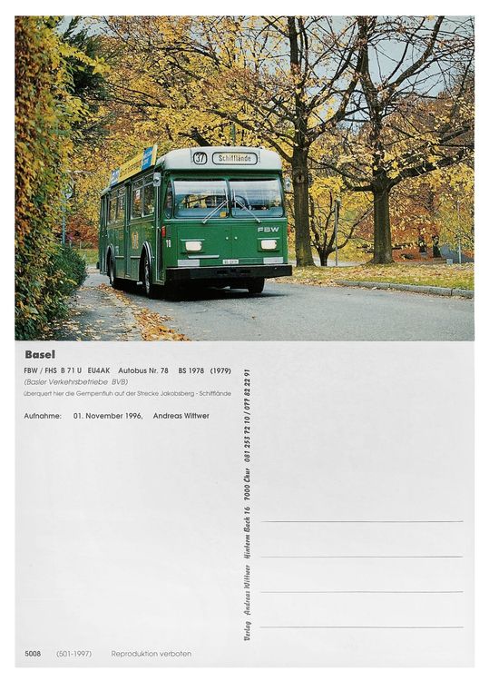 Basel BS Gempenfluh Bruderholz BVB Autobus FBW FHS 71U 55L | Kaufen auf ...