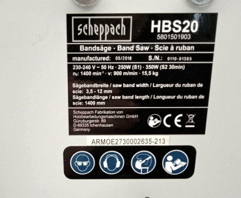 Bandsäge Scheppach Typ HBS20 Black Edition | Kaufen auf Ricardo