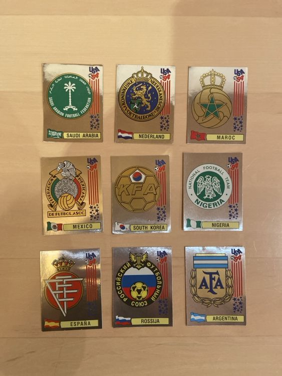 9x Panini Sticker WM USA 94 - Team Wappen / Badges (Neu (gemäss ...