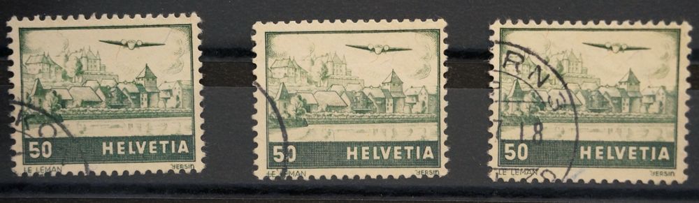 CH - Flugpost - Zst. F29 weisses Dach in versch. Stadien (Gebraucht) in Rombach für CHF 17 – mit ...