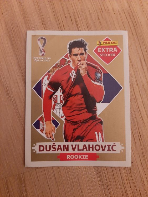 Panini WM 2022 EXTRA STICKER Dusan Vlahovic GOLD (Neu (gemäss ...