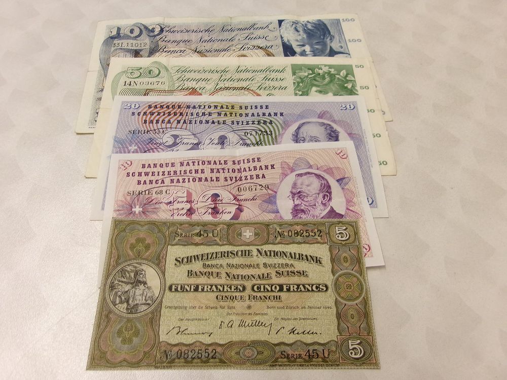 CH Banknoten 5-100 Franken 185 ehemaliger Wert (Gebraucht) in Bad ...