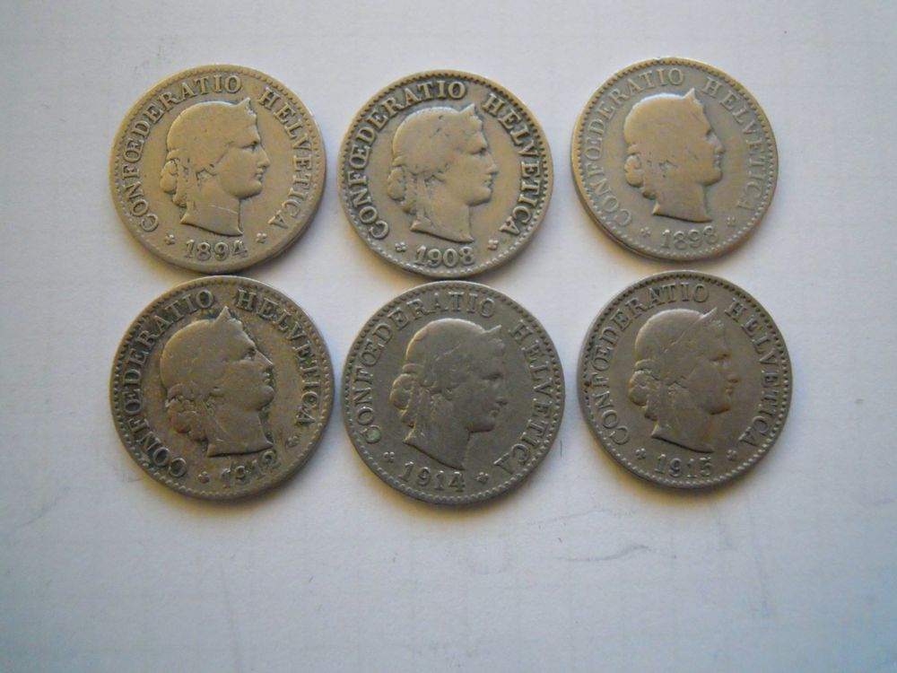 6 x 5 Rp. uralt ab 1894 (Gebraucht) in Kriegstetten für CHF 1 – mit Lieferung auf Ricardo kaufen