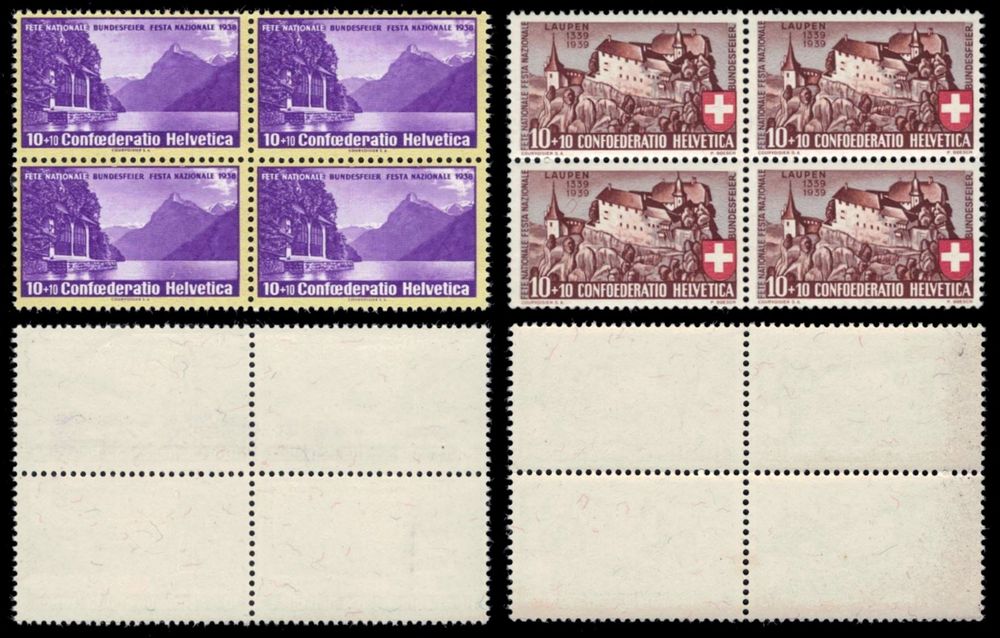 1938-1943 Pro Patria 4er B1y-B21 postfrisch, Kat. Fr. 50.- (Neu (gemäss ...