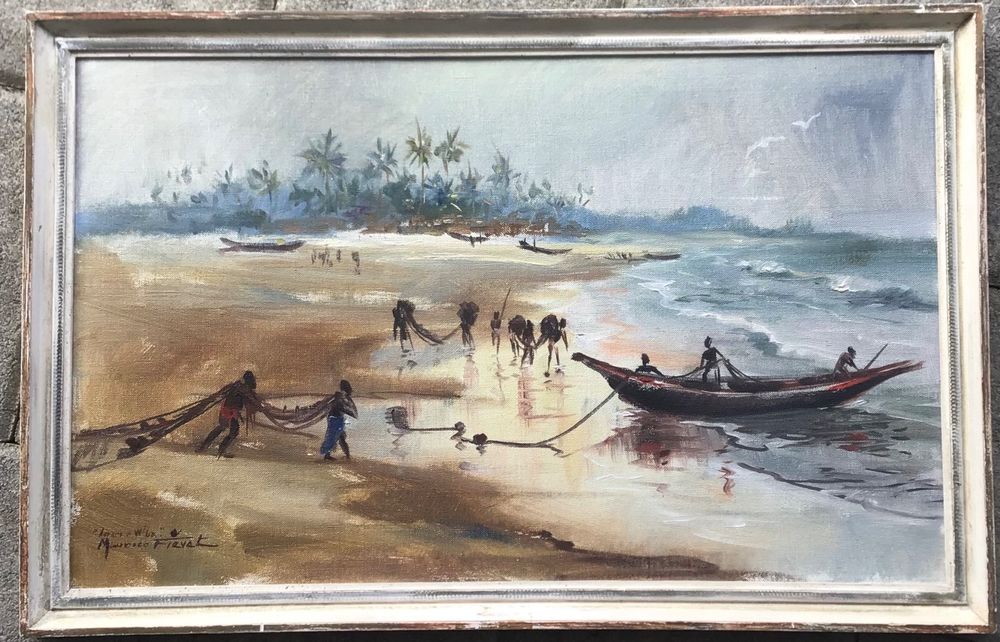 Maurice FIEVET (1915-1997) Strand Szene Gemälde (Gebraucht) in Root für ...