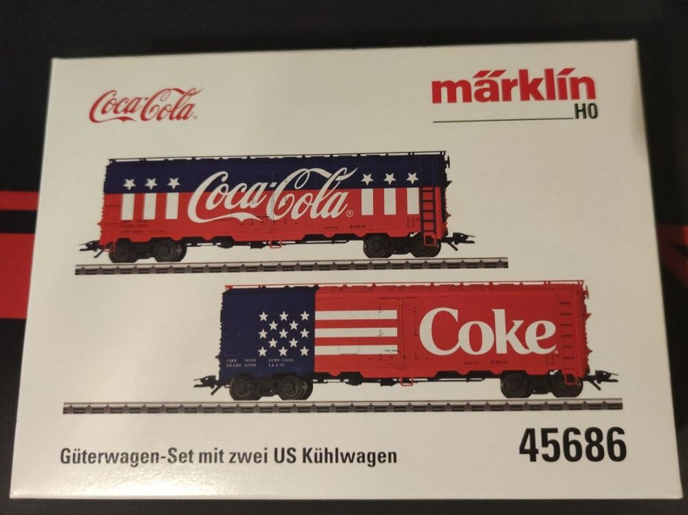 Märklin 45686 Güterwagen-Set mit zwei US Kühlwagen Coca Cola (Neu ...