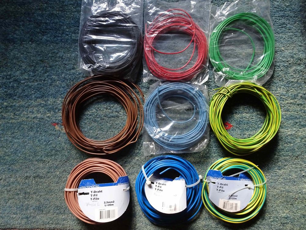 T Draht 1,5mm2 6 Farben / 2,5mm2 3 Farben je 10-20 Meter | Kaufen auf ...