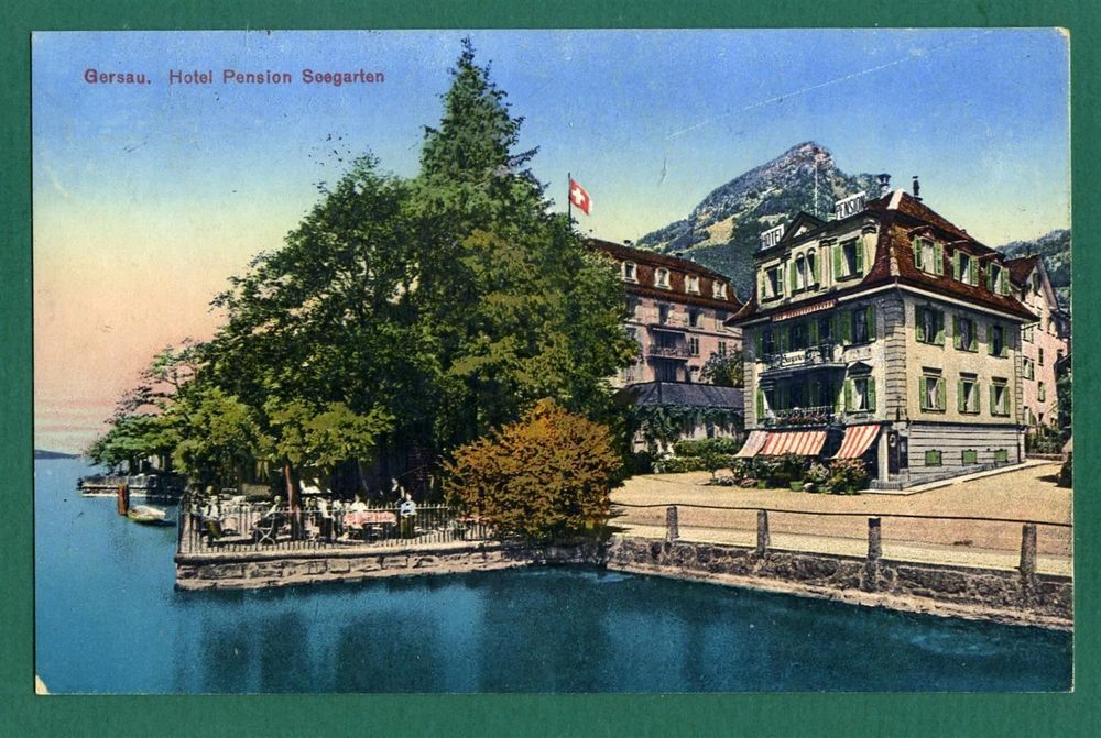 Gersau, Hotel Pension Seegarten, belebt, um 1920 (Gebraucht) in Sargans für CHF 1 – mit ...