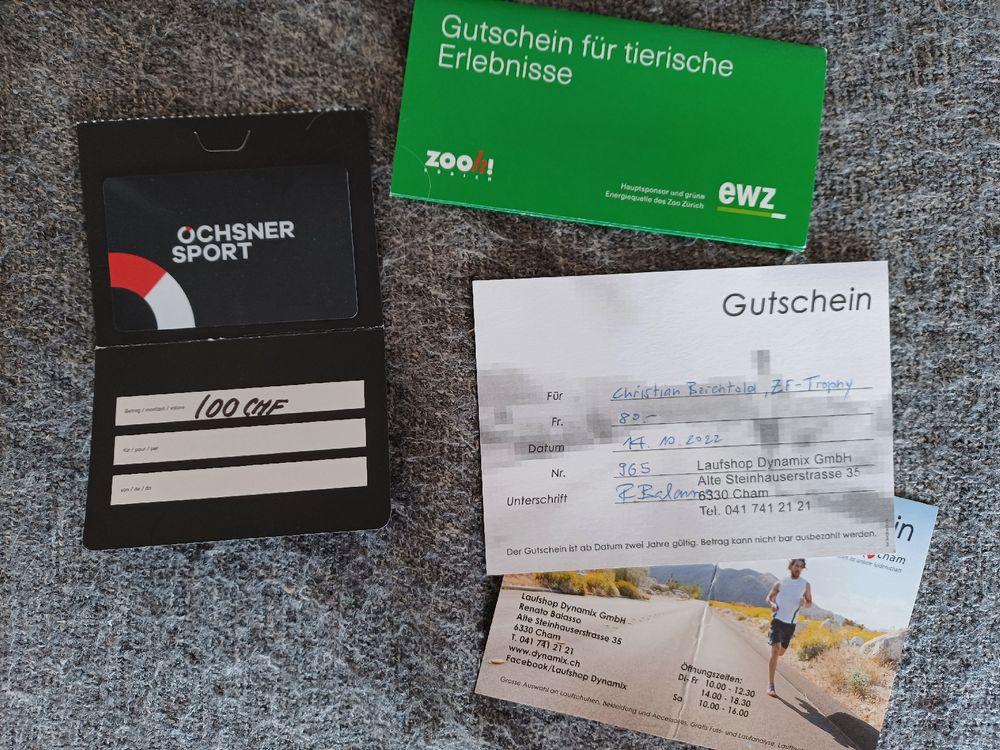 Gutscheine im Sportbereich, dazu 2 Eintritte Zoo Zürich | Kaufen auf Ricardo