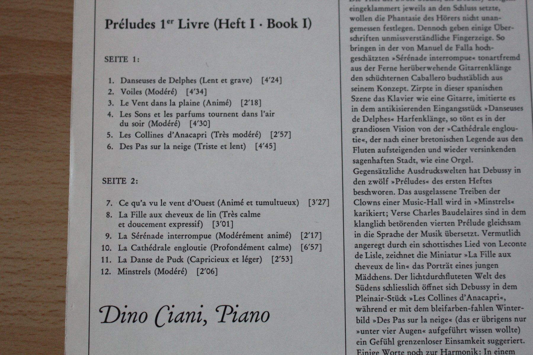 Claude Debussy: Préludes 1er livre - Dino Ciani (Piano)☯️ (Gebraucht ...