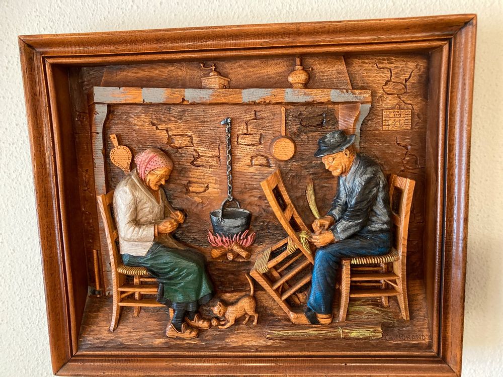 Rarität !!! Geschnitztes Bild Holz signiert CA Morand (Gebraucht) in ...