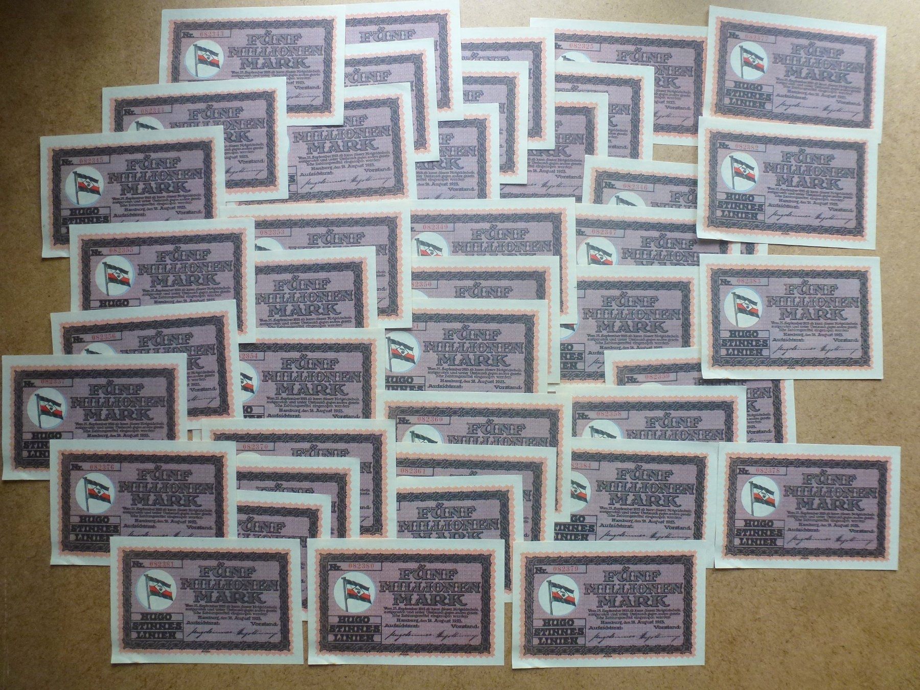 Lot ++ 41 alte Banknoten aus Hamburg 18. August 1923 (Gebraucht) in ...