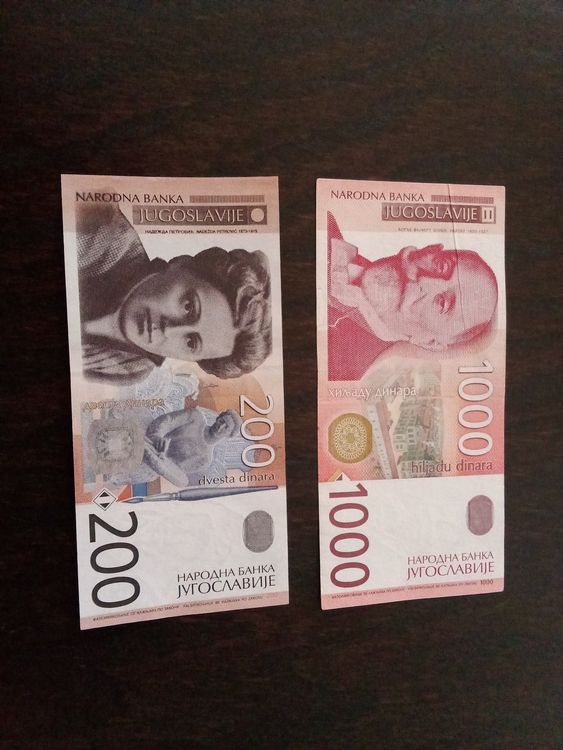 Jugoslavija 2001 200 & 1000 dinara Rare (Gebraucht) in Wetzikon für CHF 11 – mit Lieferung auf ...