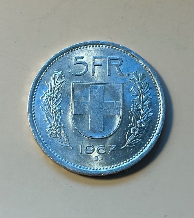 Silbermünze 5 Franken 1967 B Schweiz Swiss (Gebraucht) in Birmensdorf ZH für CHF 12.25 – mit ...
