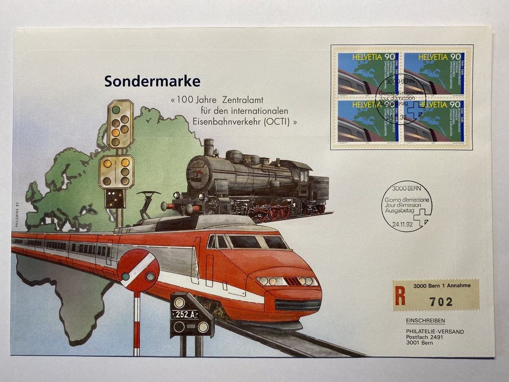 FDC Grossbrief 100 Jahre Zentralamt für den OCTI 1992 ET (Neu (gemäss Beschreibung)) in ...