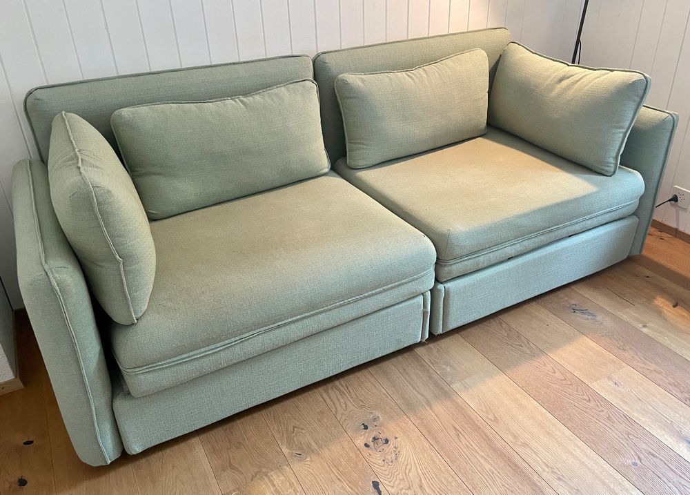 IKEA VALLENTUNA 2 SITZELEMENT & 2 BETTSOFAS – HILLARRED GRÜN (Gebraucht ...