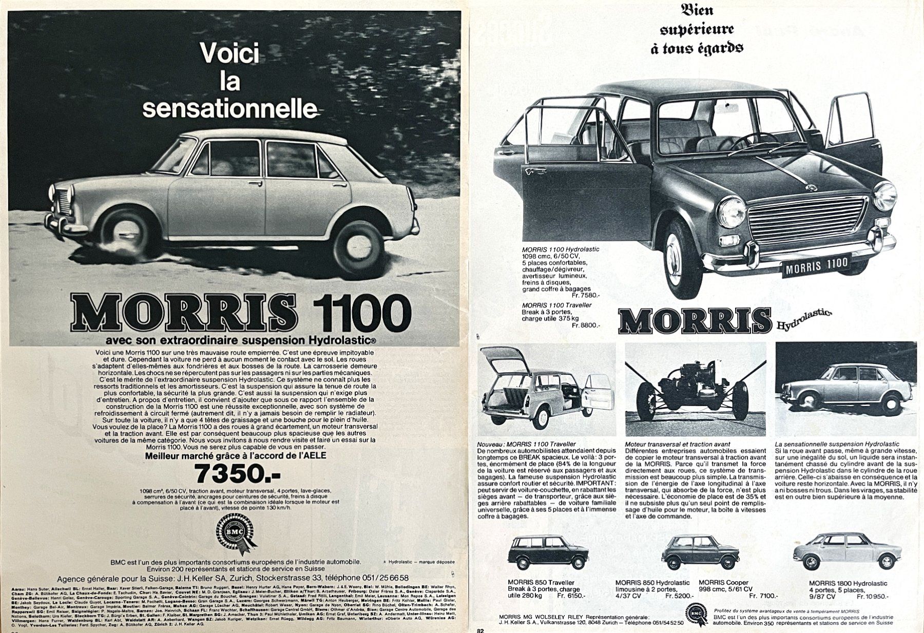 Morris 1100 - 2 Alte Werbungen / Anciennes publicités 1966 (Gebraucht ...