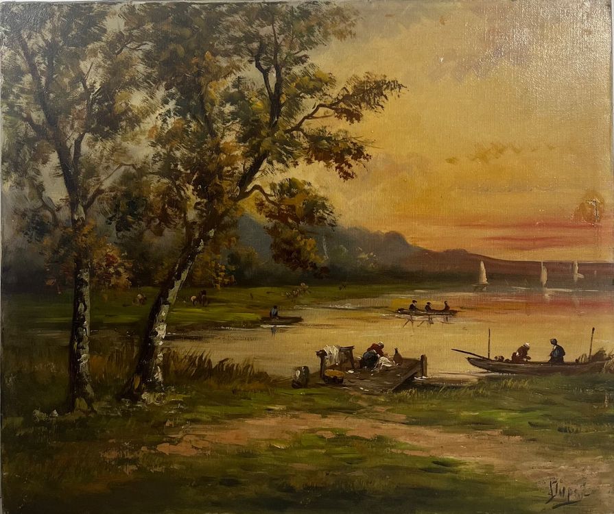 Antike Küsten Szene Gemälde mit Personen, Unl. Sig. (Gebraucht) in Root für CHF 19 – mit ...