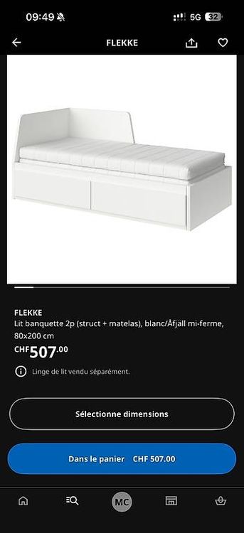Occasion : Lit extensible IKEA FLEKKE avec matelas (D'occasion) à La ...