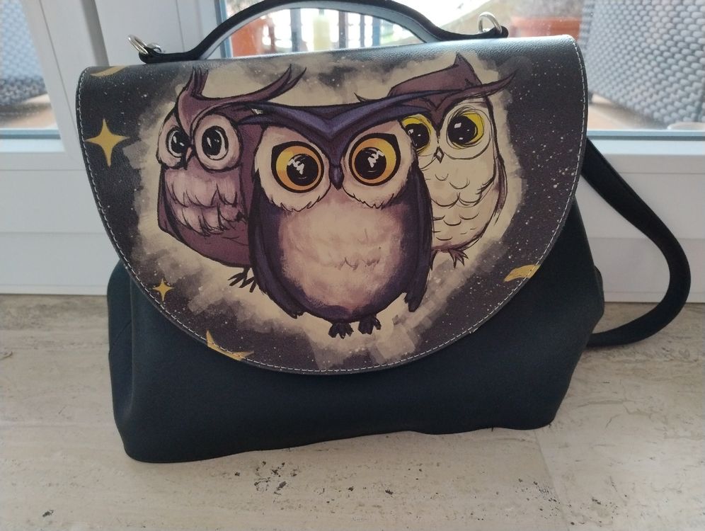 Borsa a tracolla nera gufi, stile retrò, marca Dogo (Nuovo (secondo la ...