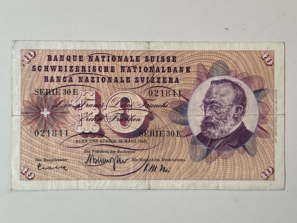 Banknote Schweiz Schweizerfranken CHF 10 Jahr 1963 | Kaufen auf Ricardo