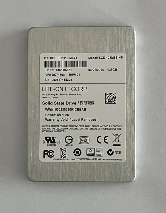 LiteOn SSD 128GB 2.5“ SATA 3 (Gebraucht) in urdorf für CHF 8 – mit ...