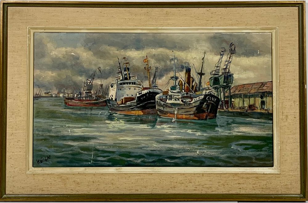 Hafenszene Gemälde mit schönem Ansicht unleserlich Signiert (Gebraucht) in Root für CHF 5 – mit ...