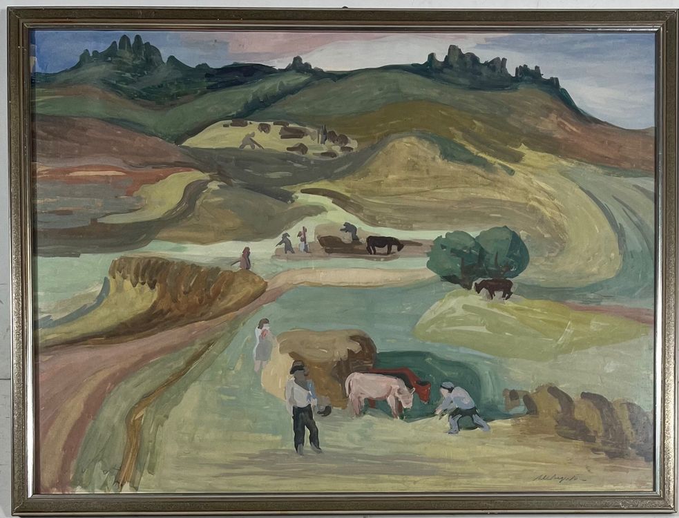 Albert Aegerter (1906-1983) „Die Ernte“ Gouache Gemälde (Gebraucht) in Root für CHF 34 – mit ...