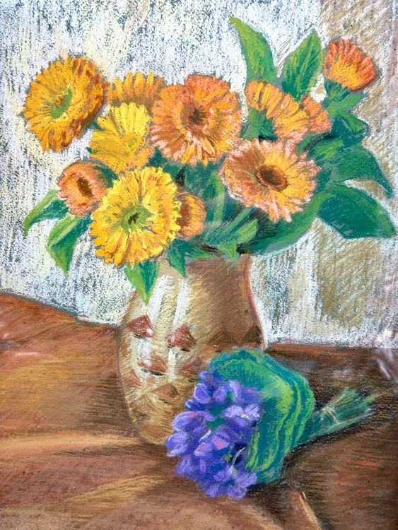 Peinture nature morte au pastel sec Signée M. MASMEJAN 1925 (Gebraucht ...
