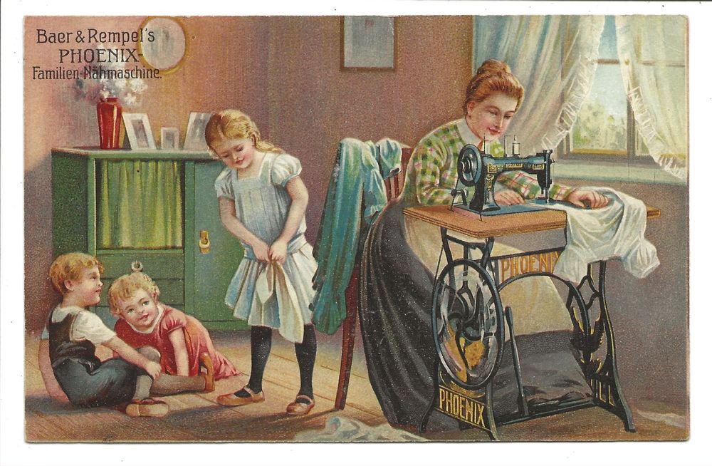 Werbung: PHOENIX-Familien-Nähmaschine - Litho um 1900 (Gebraucht) in ...