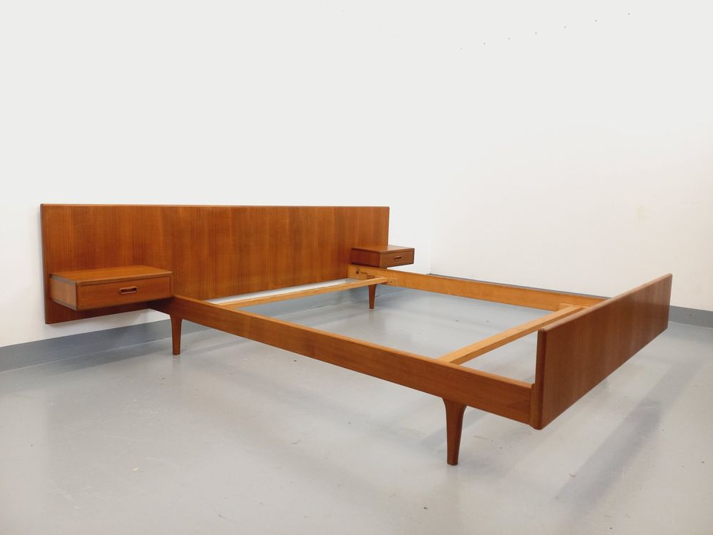 Lit double vintage scandinave en teck des années 60 chevets (D'occasion ...