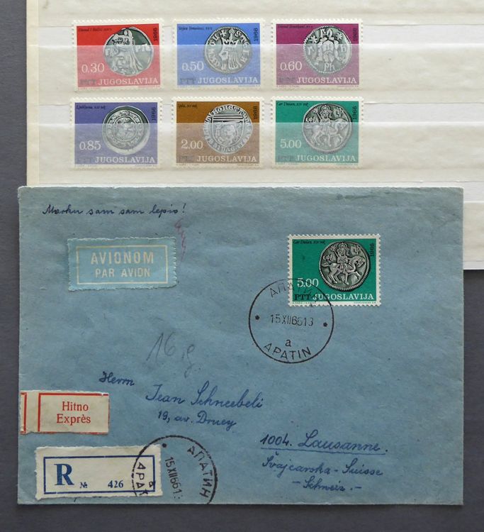 Jugoslawien Münzenserie 1966 postfrisch sowie Brief nach CH (Neu ...
