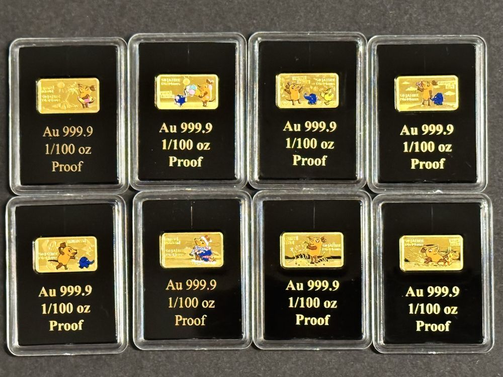 8 X 1/100 oz -GOLD-Die Maus -Proof-limitiert auf 5.000 St (Gebraucht ...