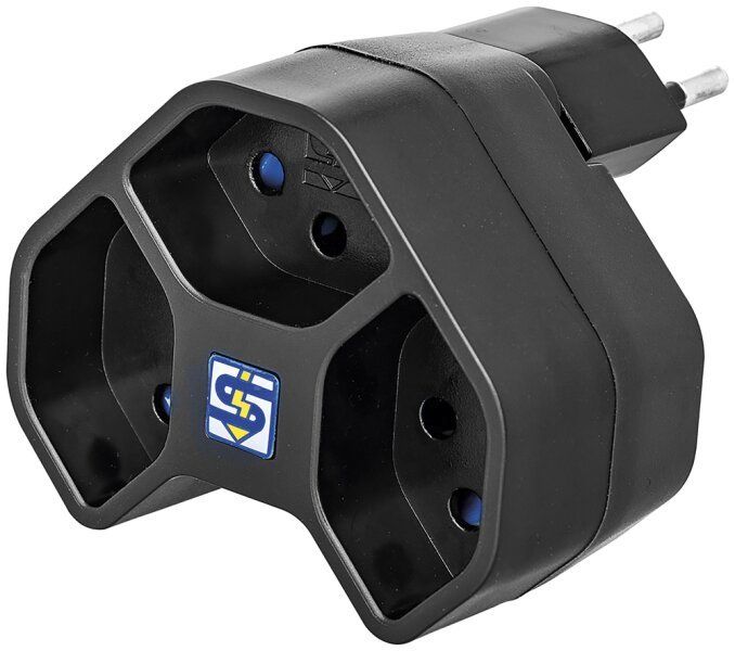 Mehrfachstecker MANTA 3×T13 drehbar 320° 10A 230V IP20 sw (Neu und ...