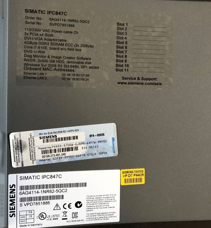 Computer Siemens Rack PC Simatic IPC847C (Gebraucht) in Fraubrunnen für ...